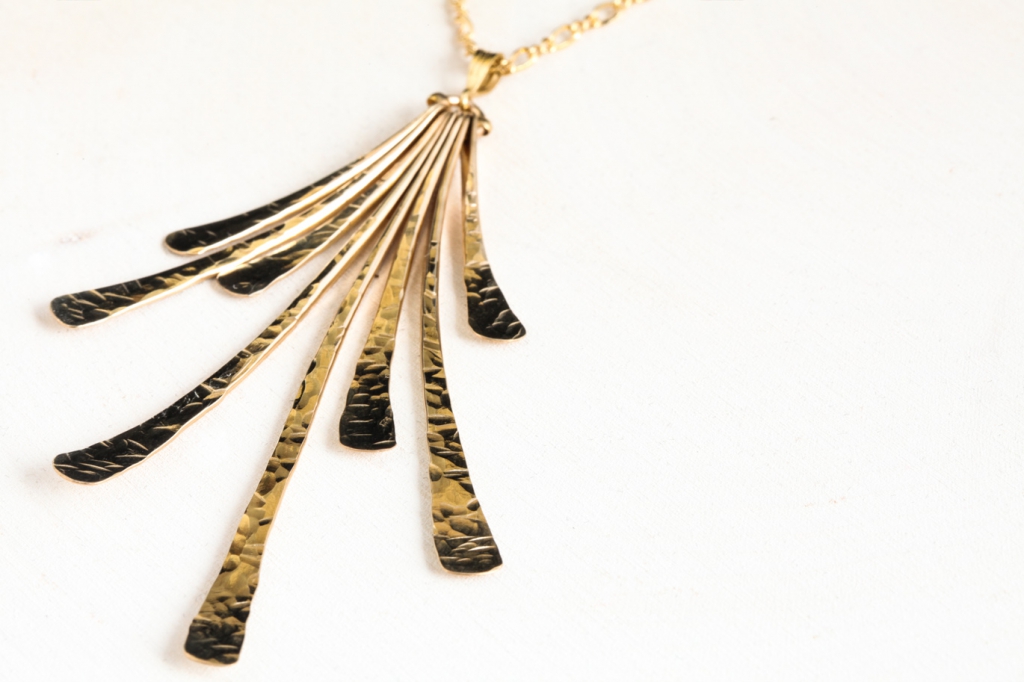 Flash - Rustic Handmade Fan Necklace - Hammered Gold - dirtypretty artwear