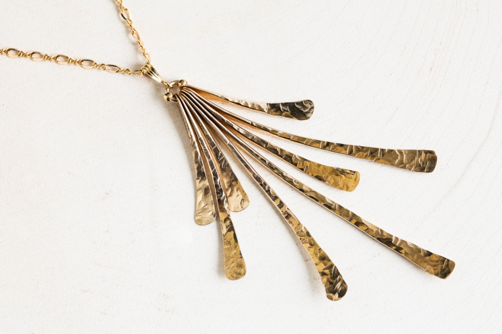 Flash - Rustic Handmade Fan Necklace - Hammered Gold - dirtypretty artwear